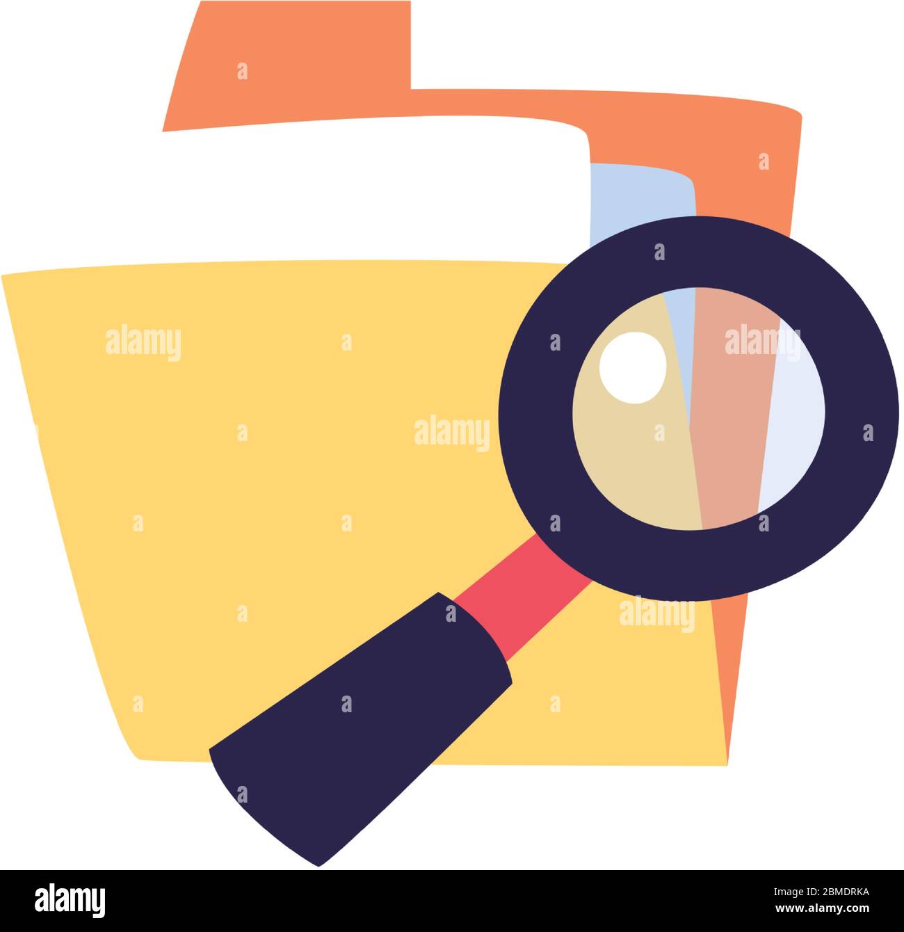 File and lupe flat style icon design, Document data archive storage organize business office and ...