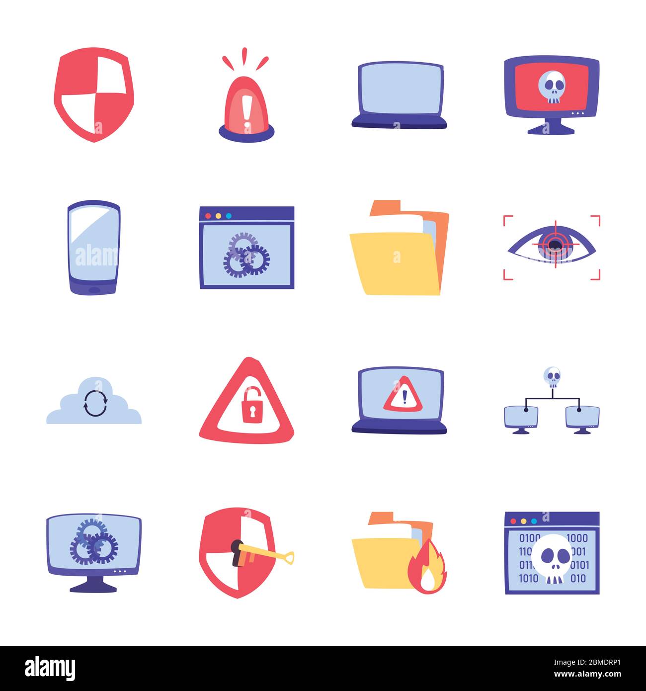flat style icon set design of Hack information and security system ...