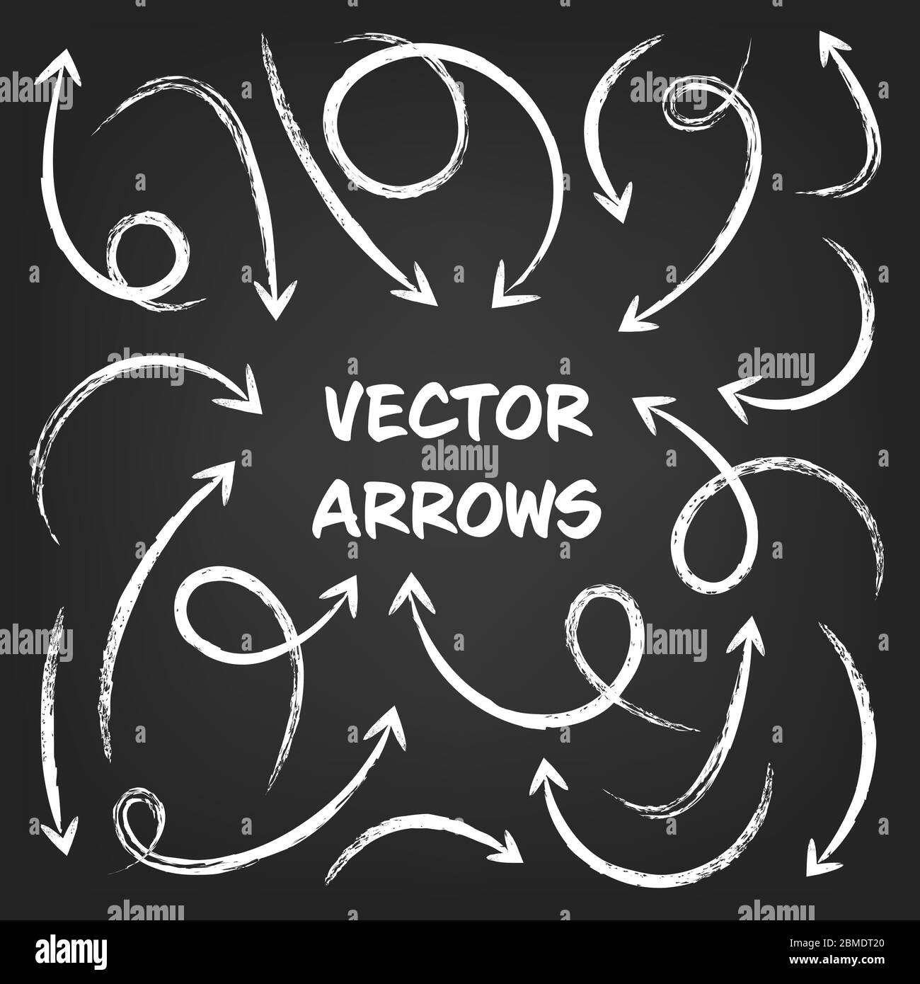 White grunge hand drawn arrows set on gray background. Arrow, cursor ...