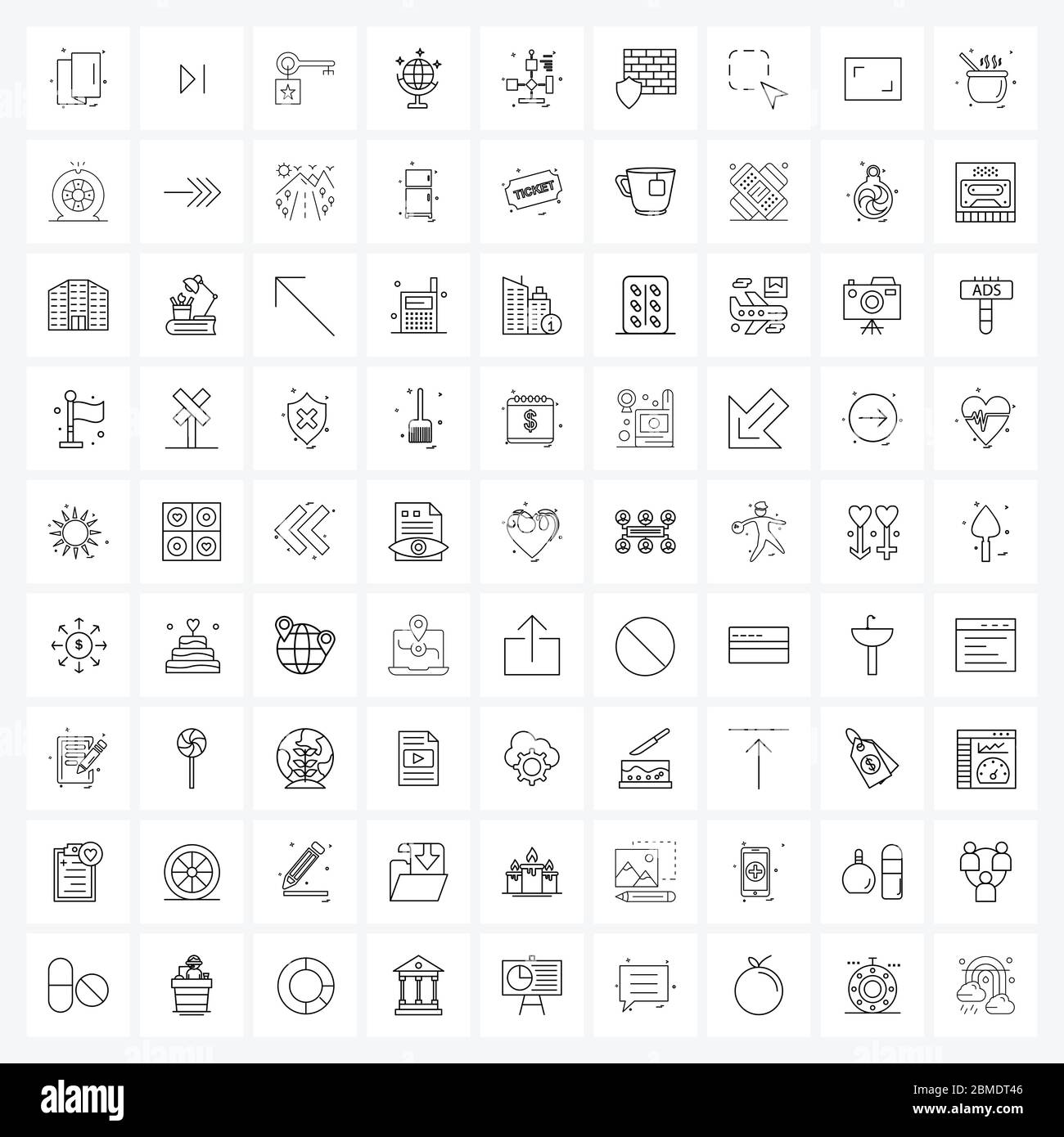 Universal Symbols of 81 Modern Line Icons of chart, internet ...