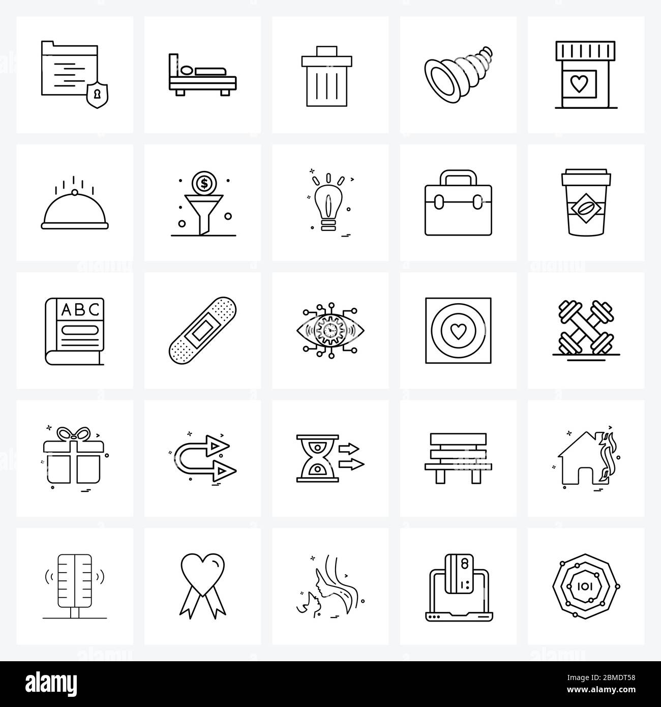 25 Editable Vector Line Icons and Modern Symbols of heart, medical, bin ...
