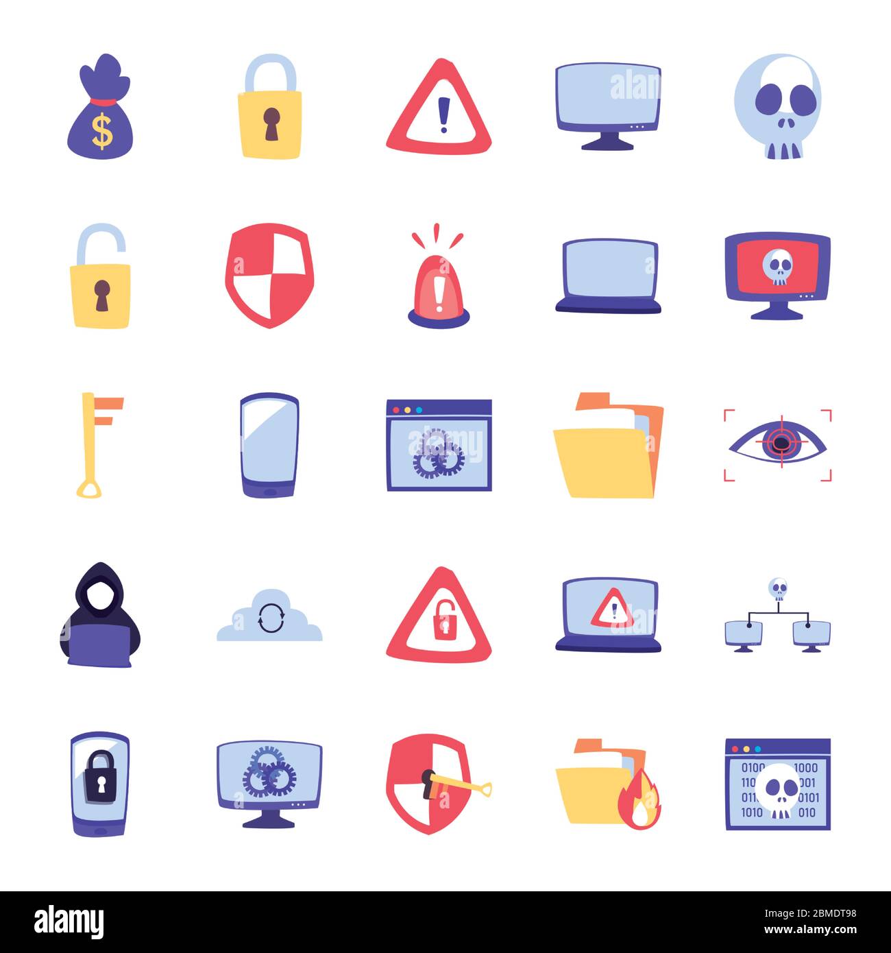 flat style icon set design of Hack information and security system ...