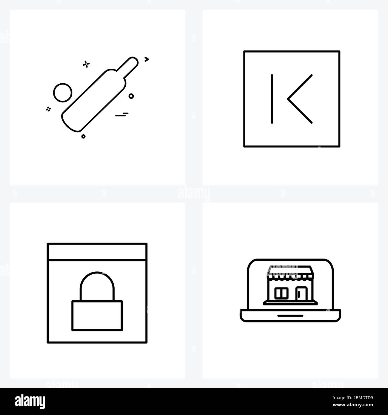 4 Universal Line Icon Pixel Perfect Symbols of cricket, box, bat ...