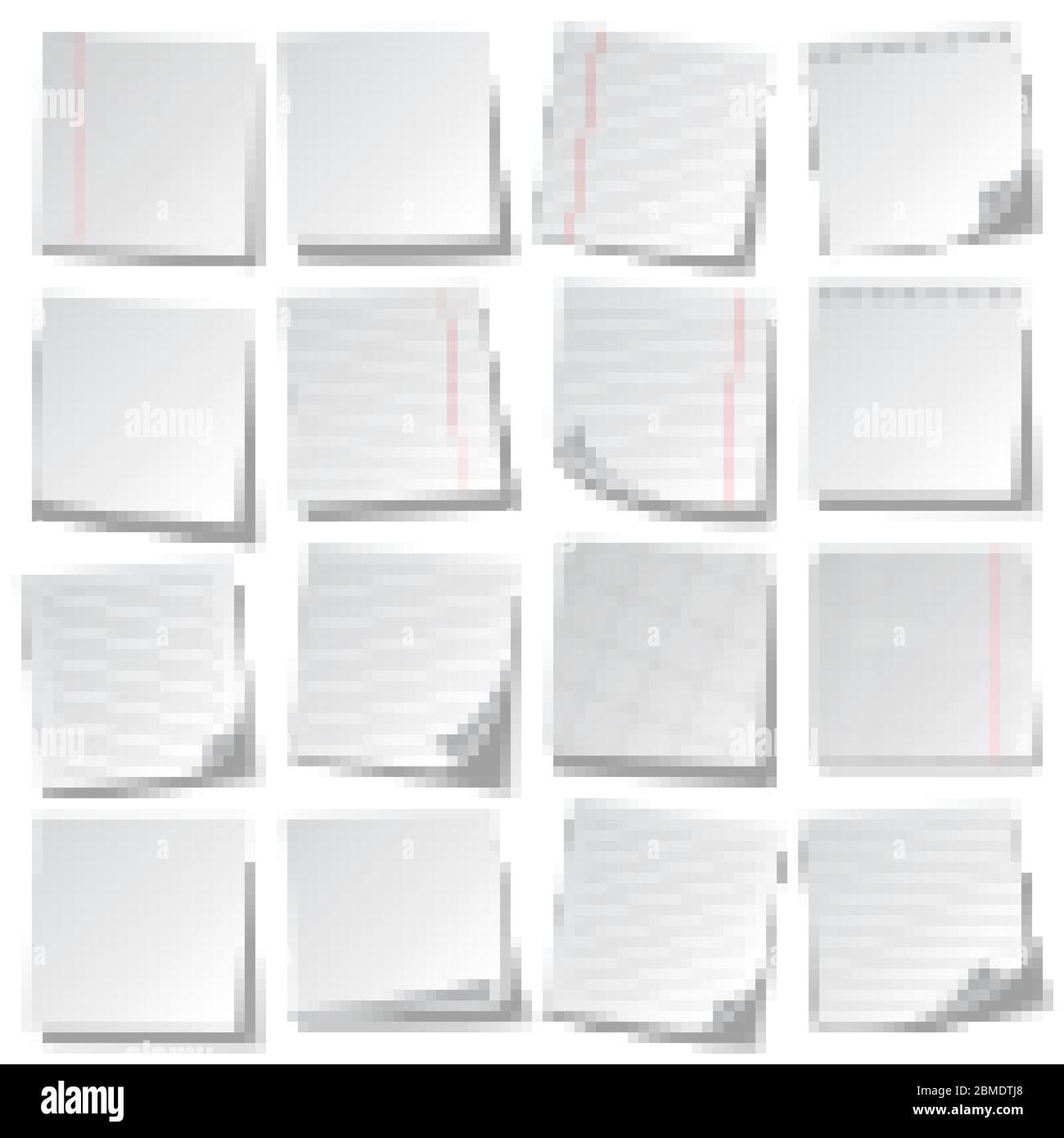 Realistic lined sticky notes. Blank note paper sheets. Information ...