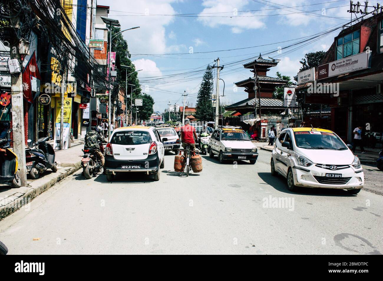 Kathmandu Nepal August 26, 2018 View of traffic jam in the street at ...