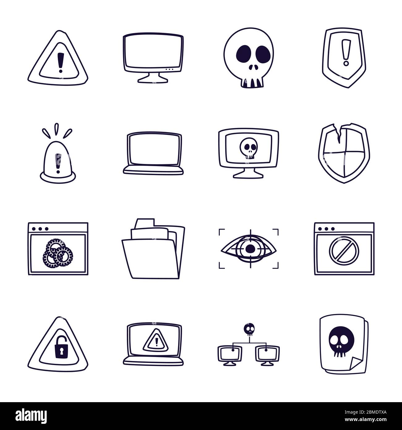 line style icon set design of Hack information and security system ...