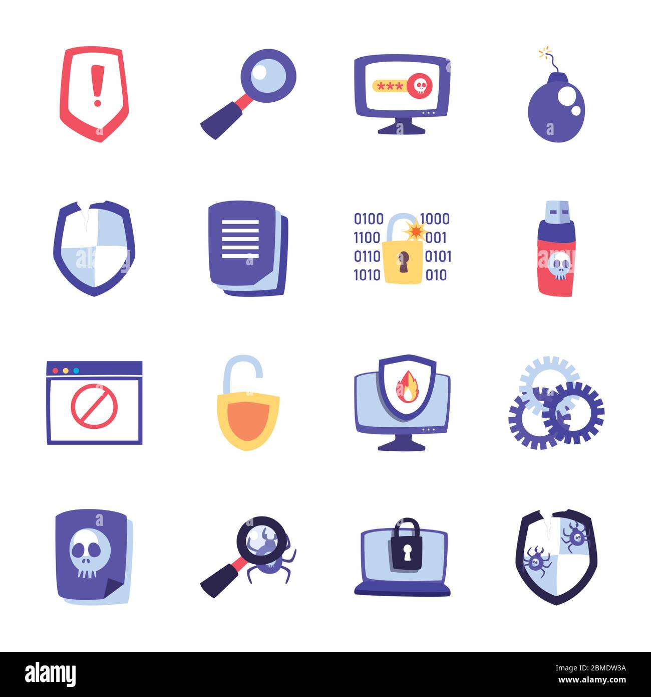 flat style icon set design of Hack information and security system ...