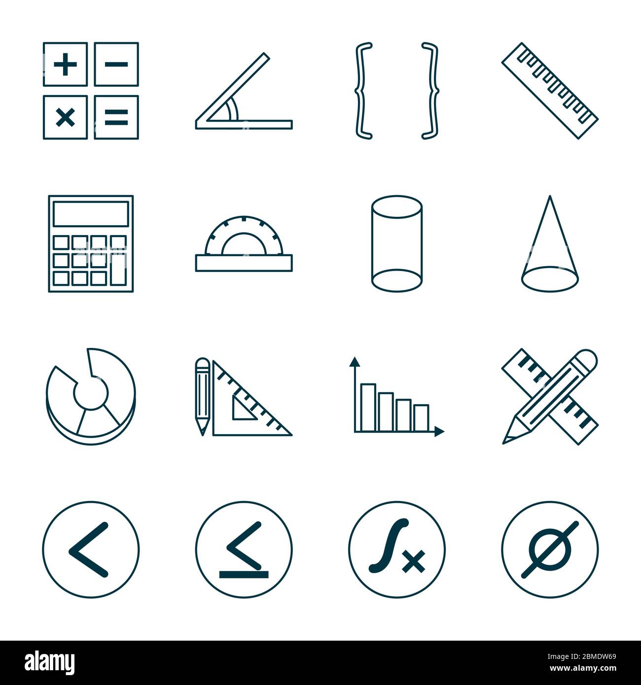 line style icon set design, Math finance and education theme Vector ...