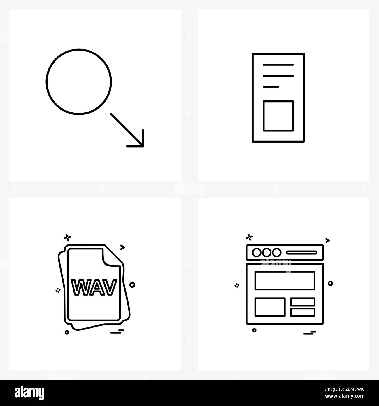4 Universal Line Icons for Web and Mobile retract; file type; circle ...