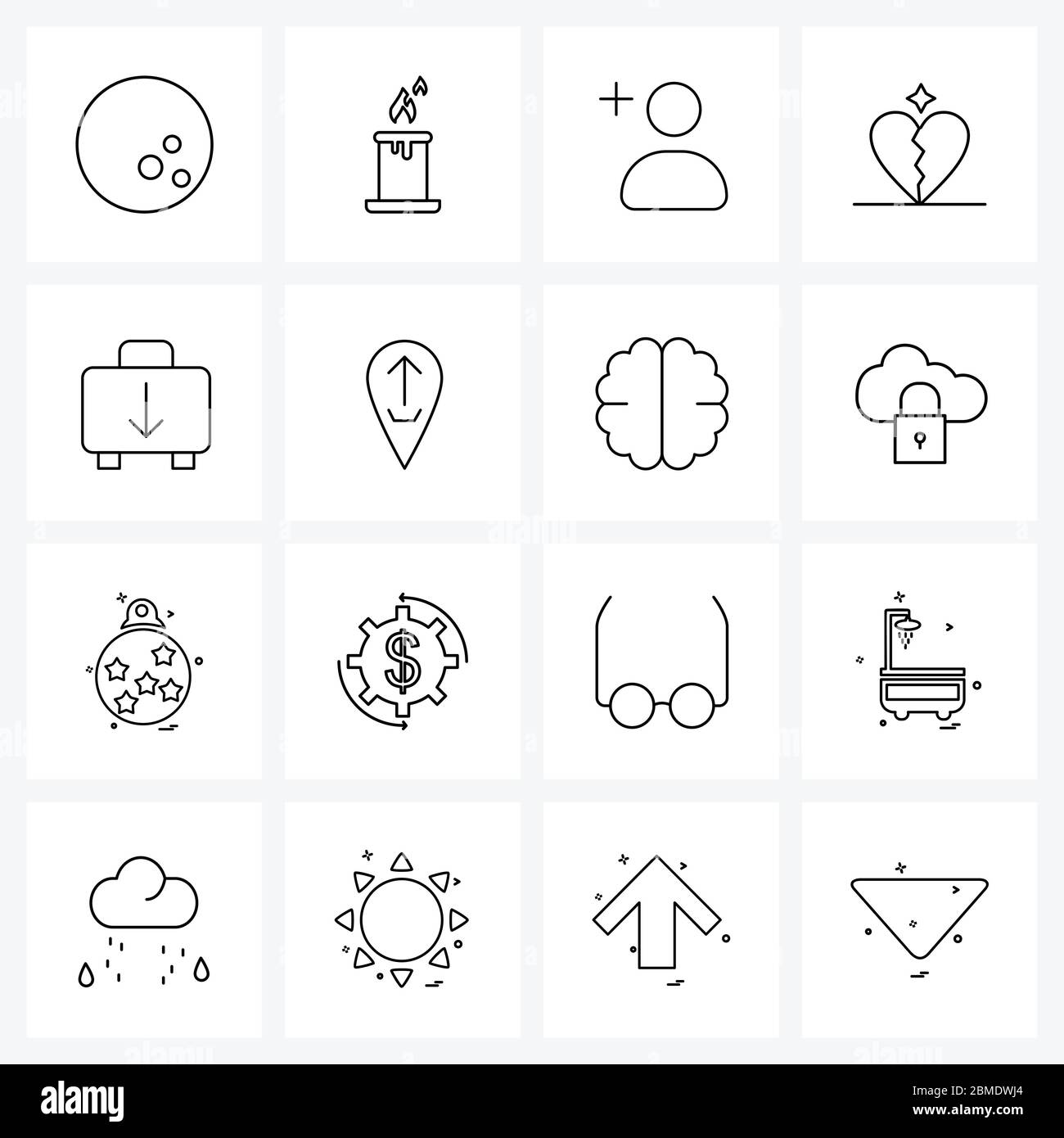 16 Universal Line Icon Pixel Perfect Symbols of download, briefcase ...