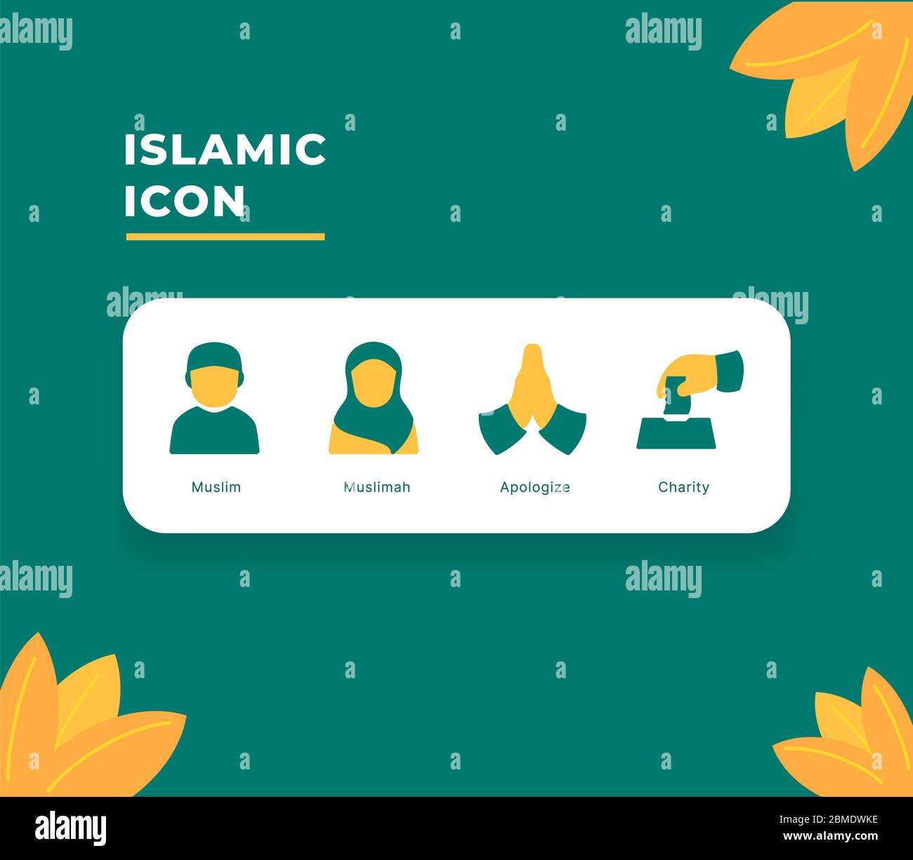 islamic icon set collection package with dual colors modern flat style ...