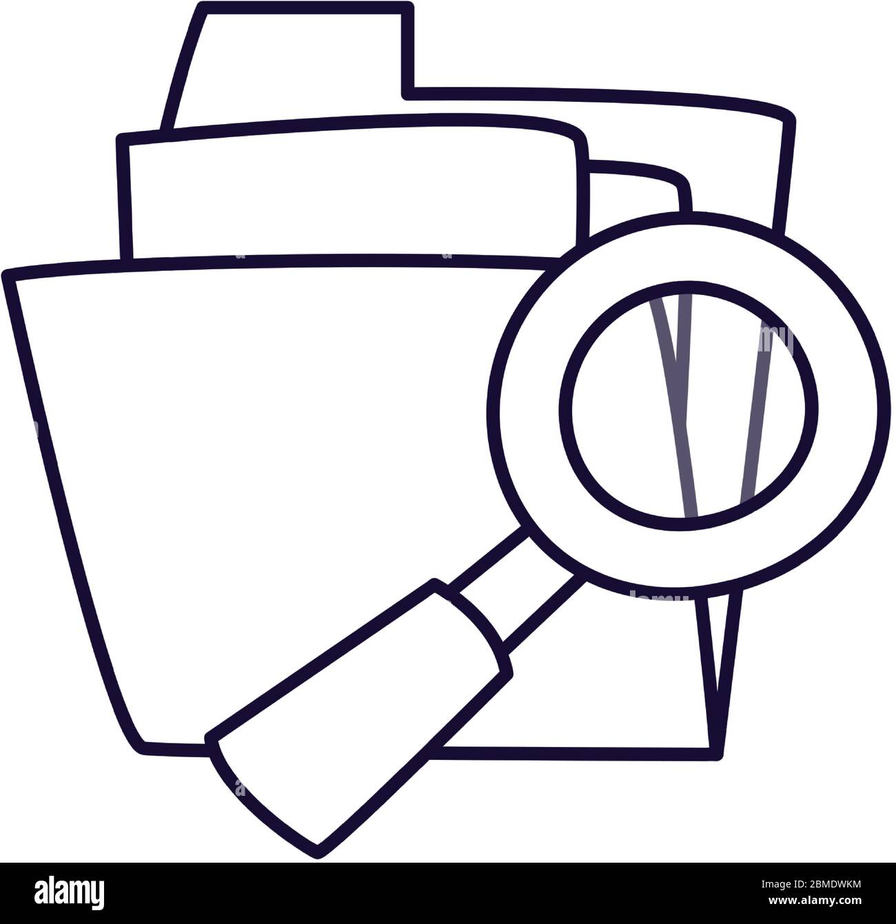 File and lupe line style icon design, Document data archive storage organize business office and ...