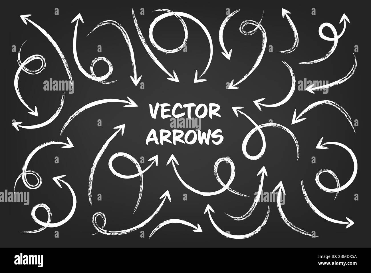 White grunge hand drawn arrows set on gray background. Arrow, cursor ...