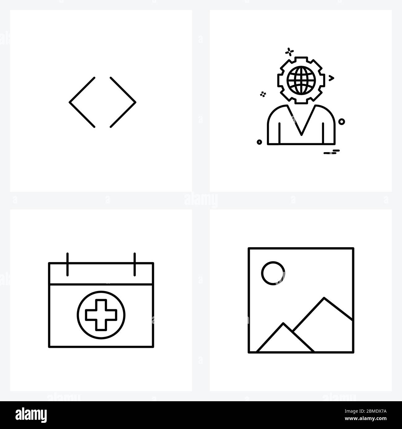Modern Style Set of 4 line Pictograph Grid based arrow; medical; right ...