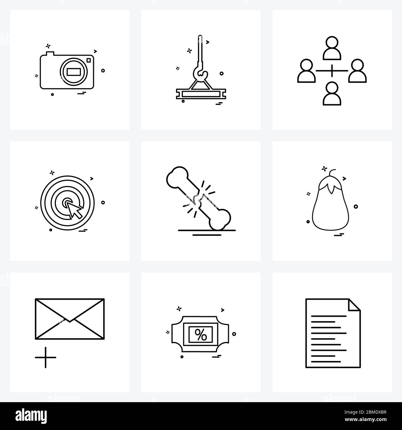 Pack of 9 Universal Line Icons for Web Applications broken bones ...