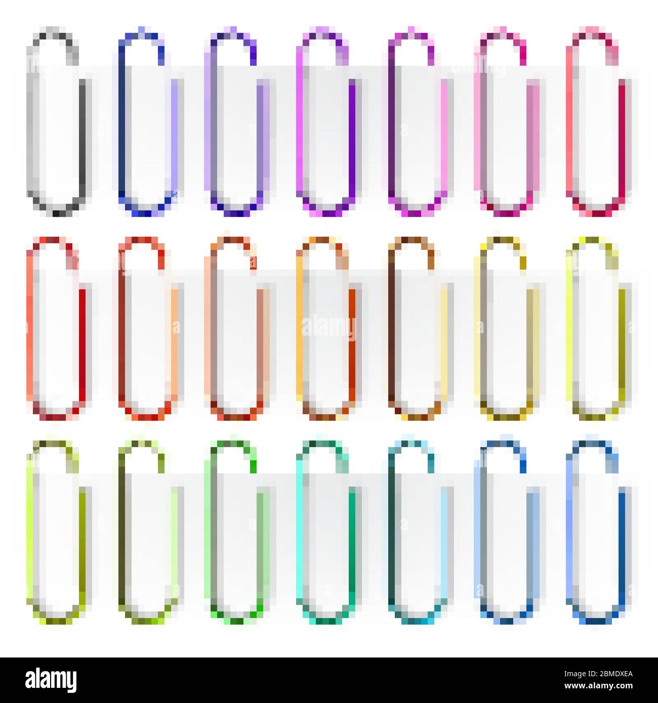 Realistic colorful metal paper clips isolated on white background. Page ...