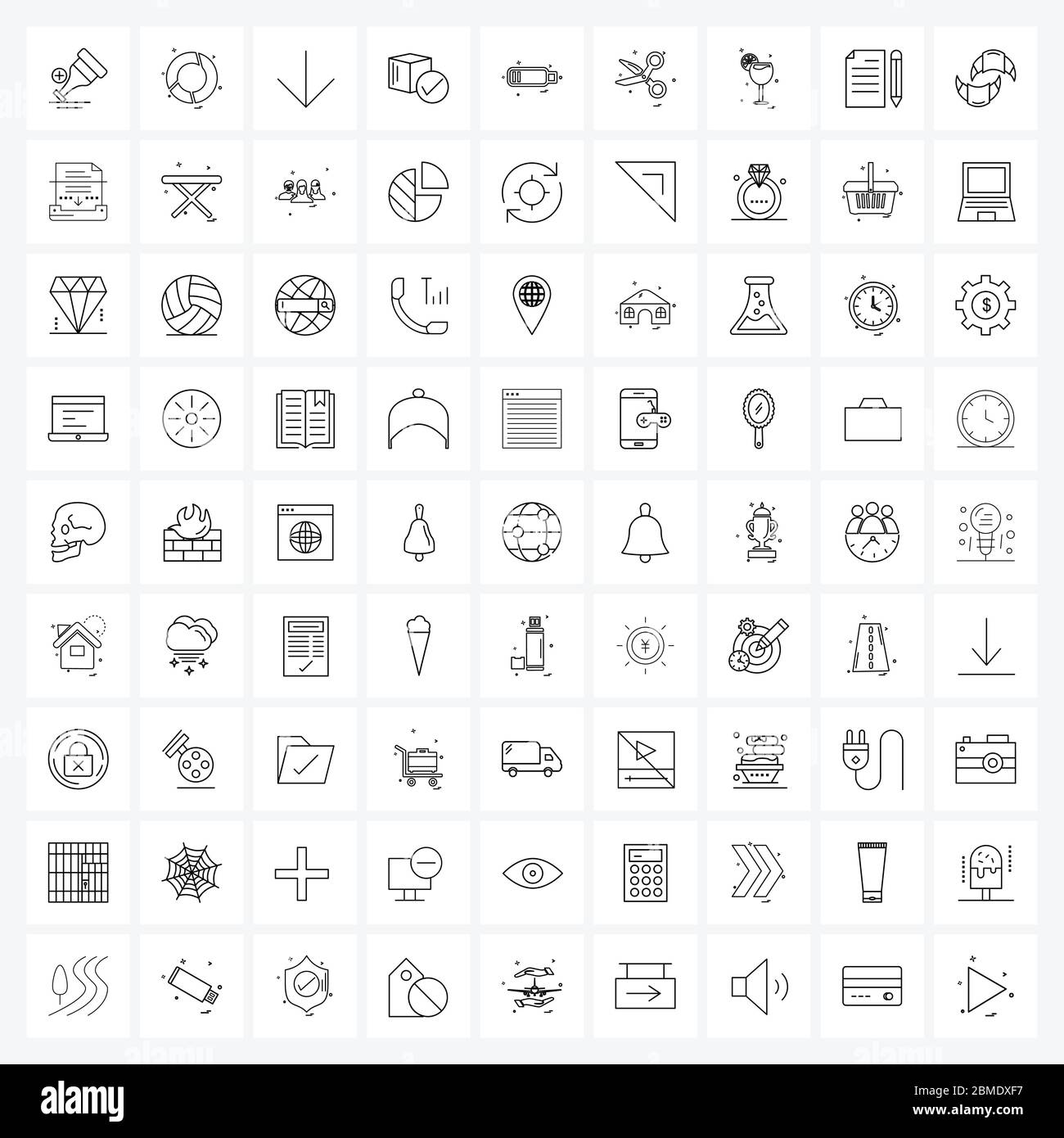 81 Interface Line Icon Set of modern symbols on charging, battery ...