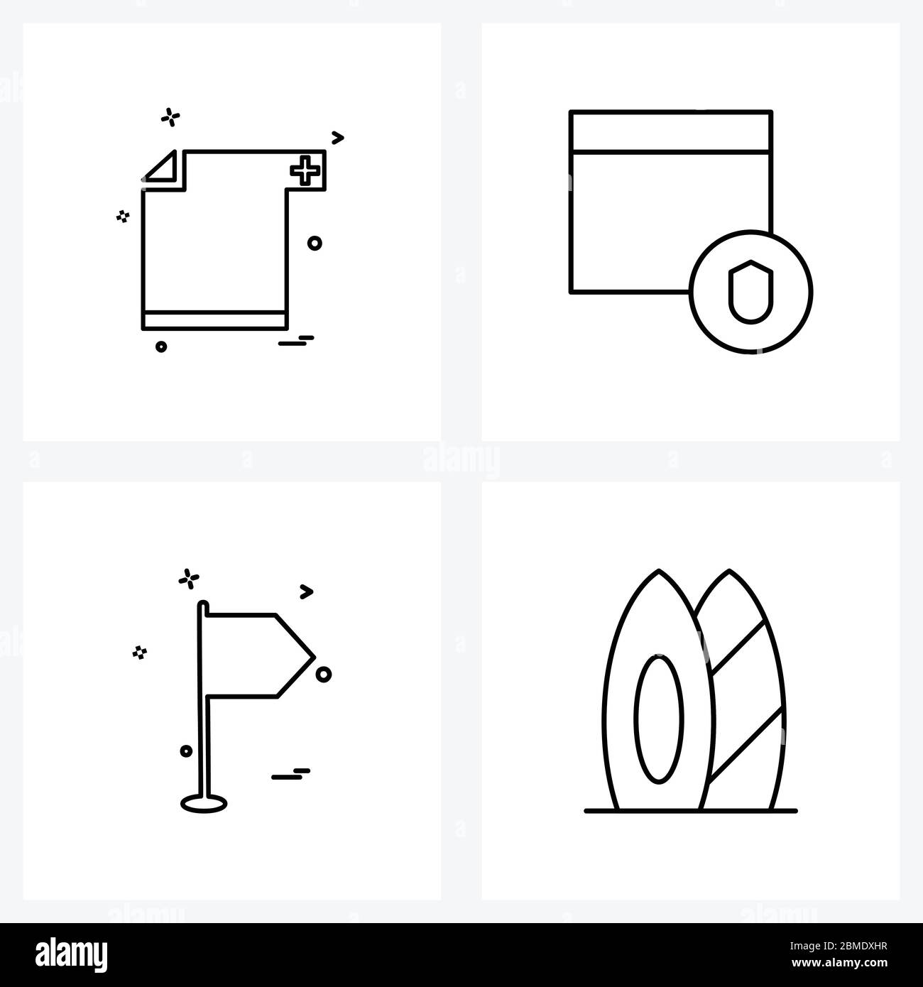 Set of 4 Modern Line Icons of file; flag; document; web; flags Vector ...