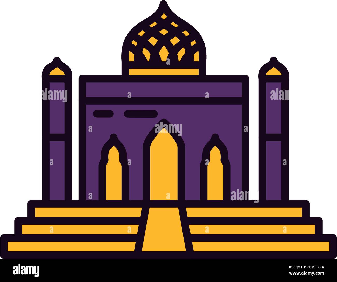 Eid mubarak concept, islamic mosque icon over white background, line ...