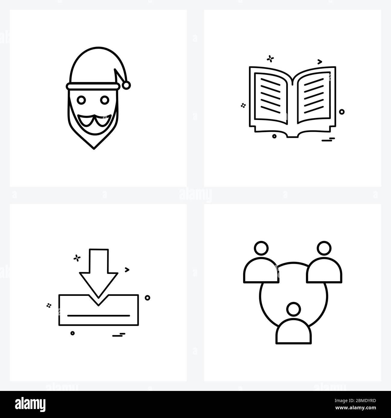 Isolated Symbols Set of 4 Simple Line Icons of Santa clause, download ...
