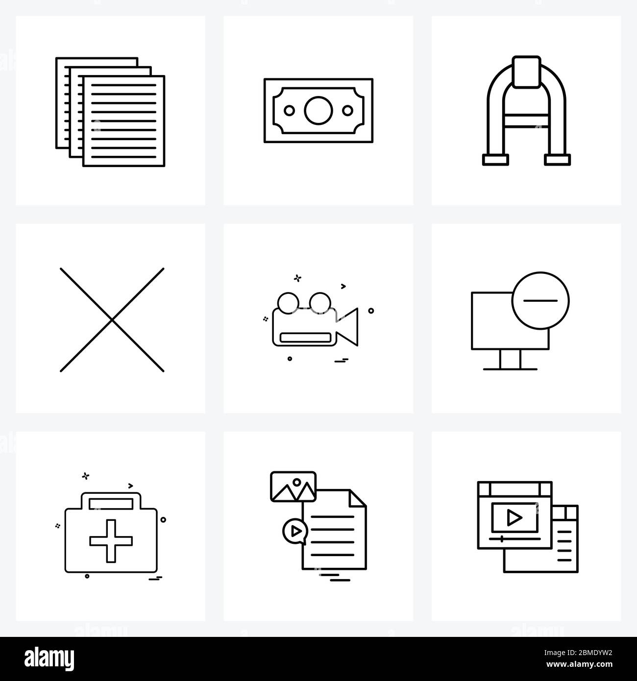 Isolated Symbols Set of 9 Simple Line Icons of photography, camera ...