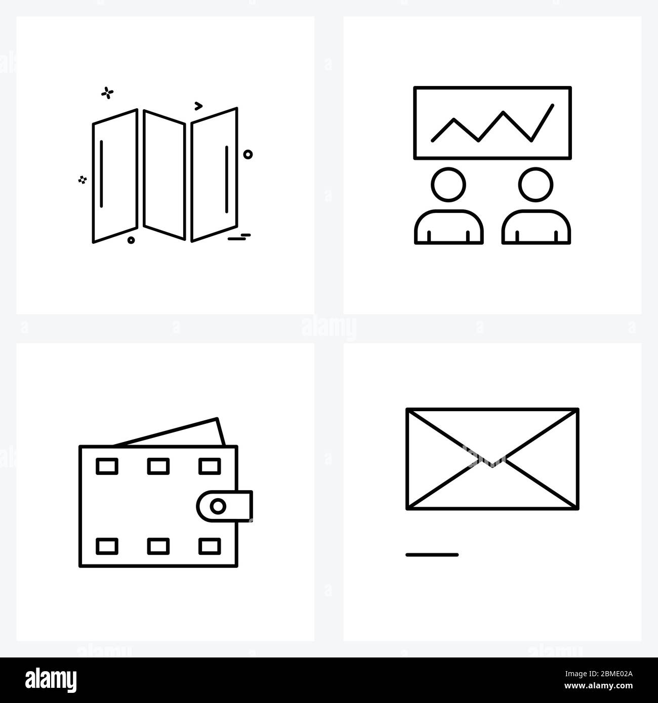 4 Editable Vector Line Icons and Modern Symbols of map; shopping ...