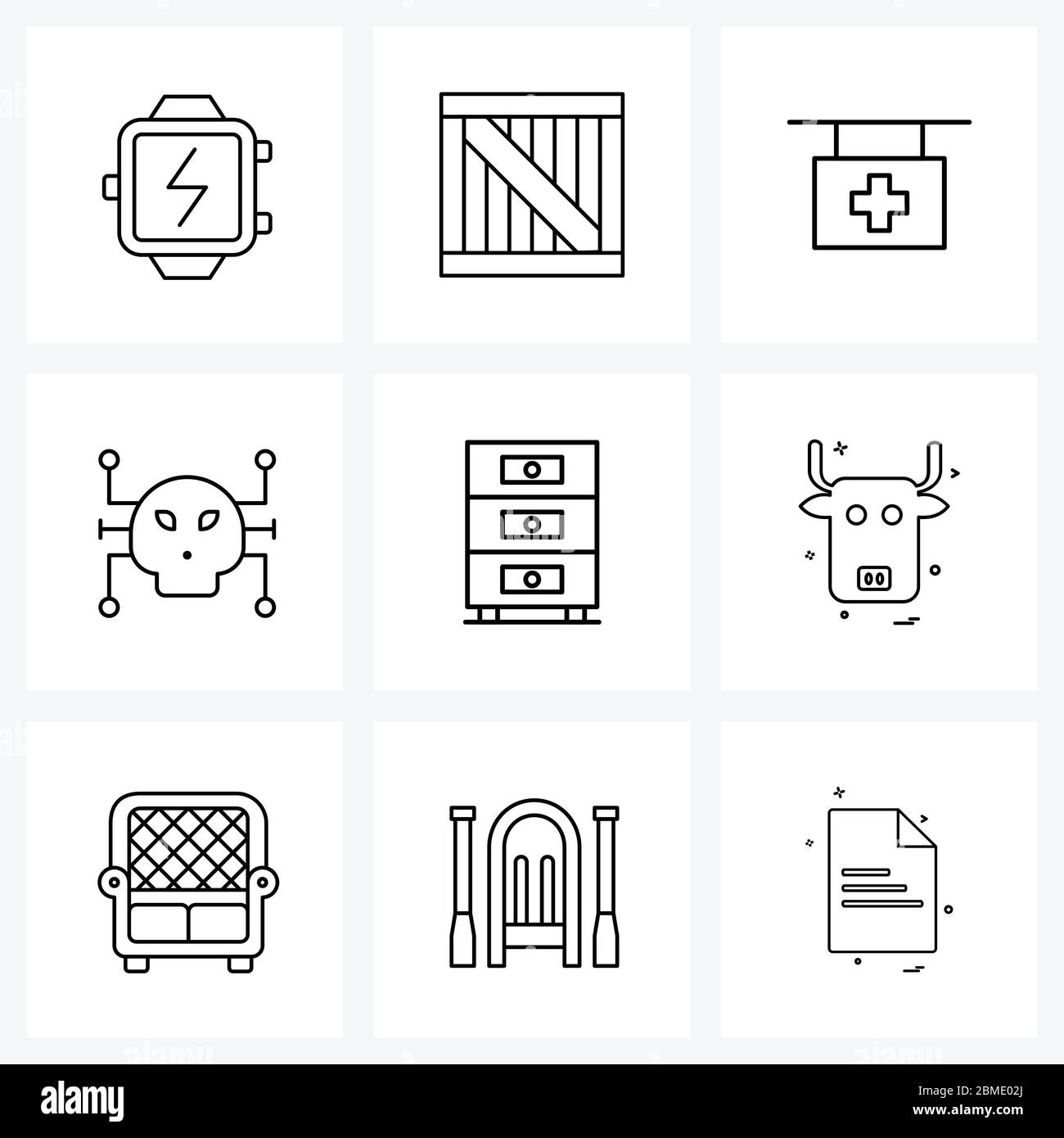 9 Universal Icons Pixel Perfect Symbols of drawer unit, virus ...
