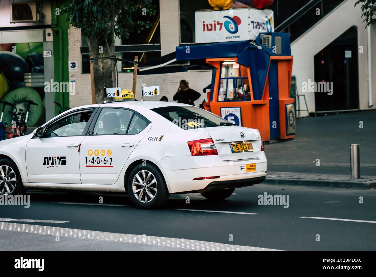 Tel Aviv Israel December 23, 2019 View of traditional Israeli taxi ...