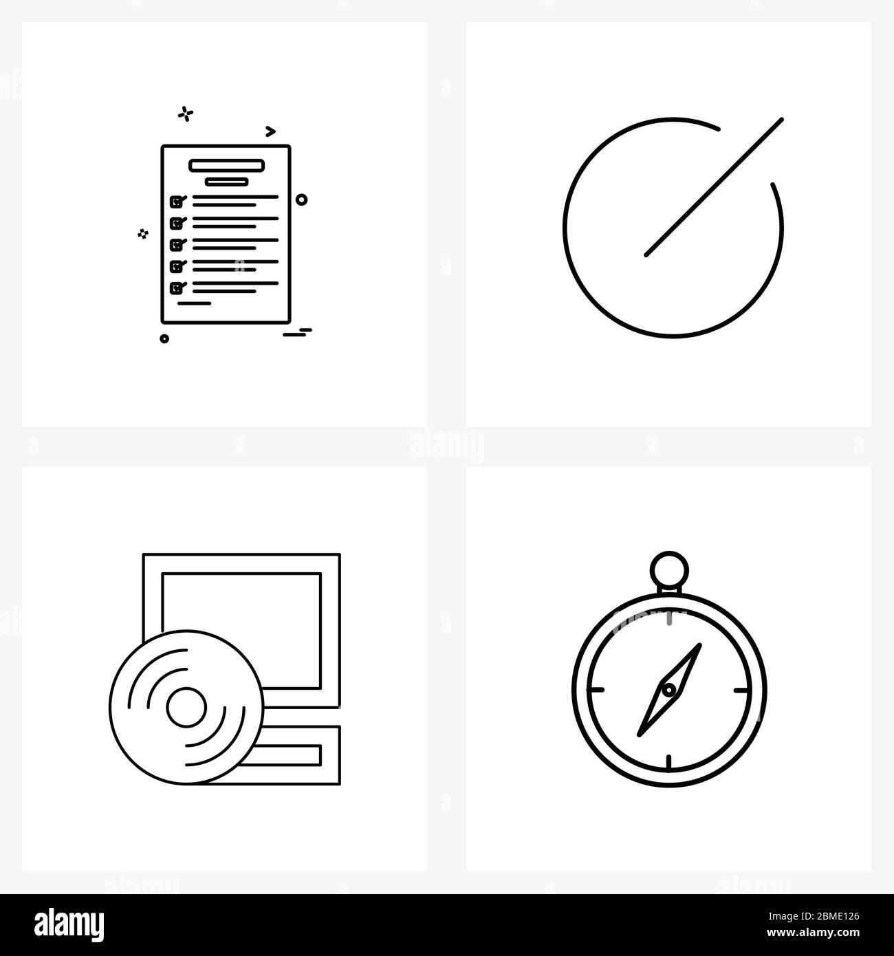 Set of 4 Universal Line Icons of doc, installation, file, power, food ...