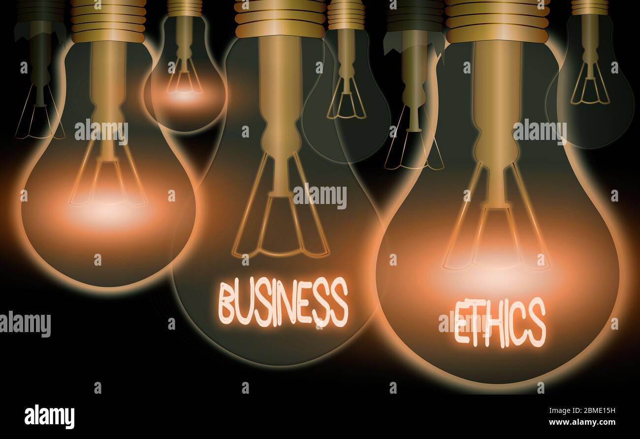 Conceptual hand writing showing Business Ethics. Concept meaning Moral ...