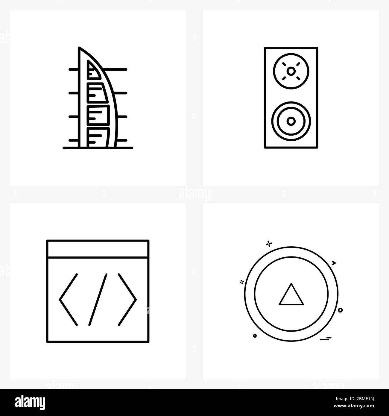 Set of 4 Line Icon Signs and Symbols of architecture; file; monument ...