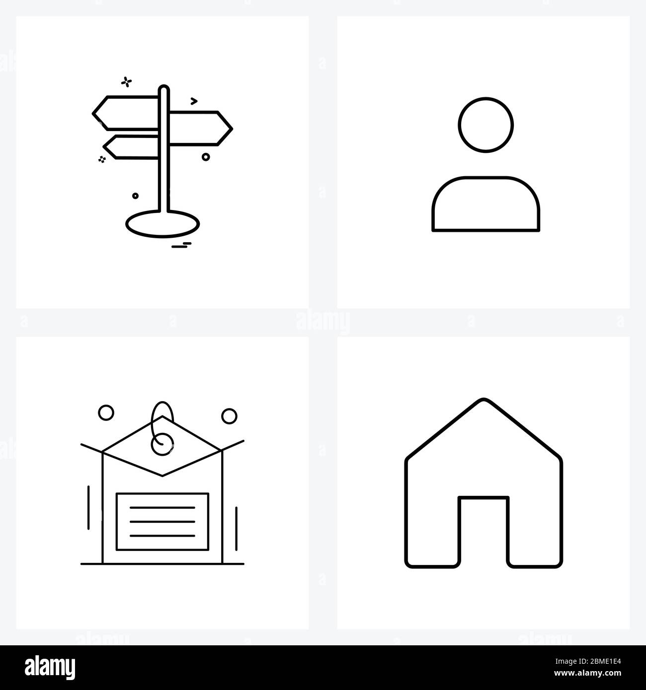 Modern Vector Line Illustration of 4 Simple Line Icons of address ...