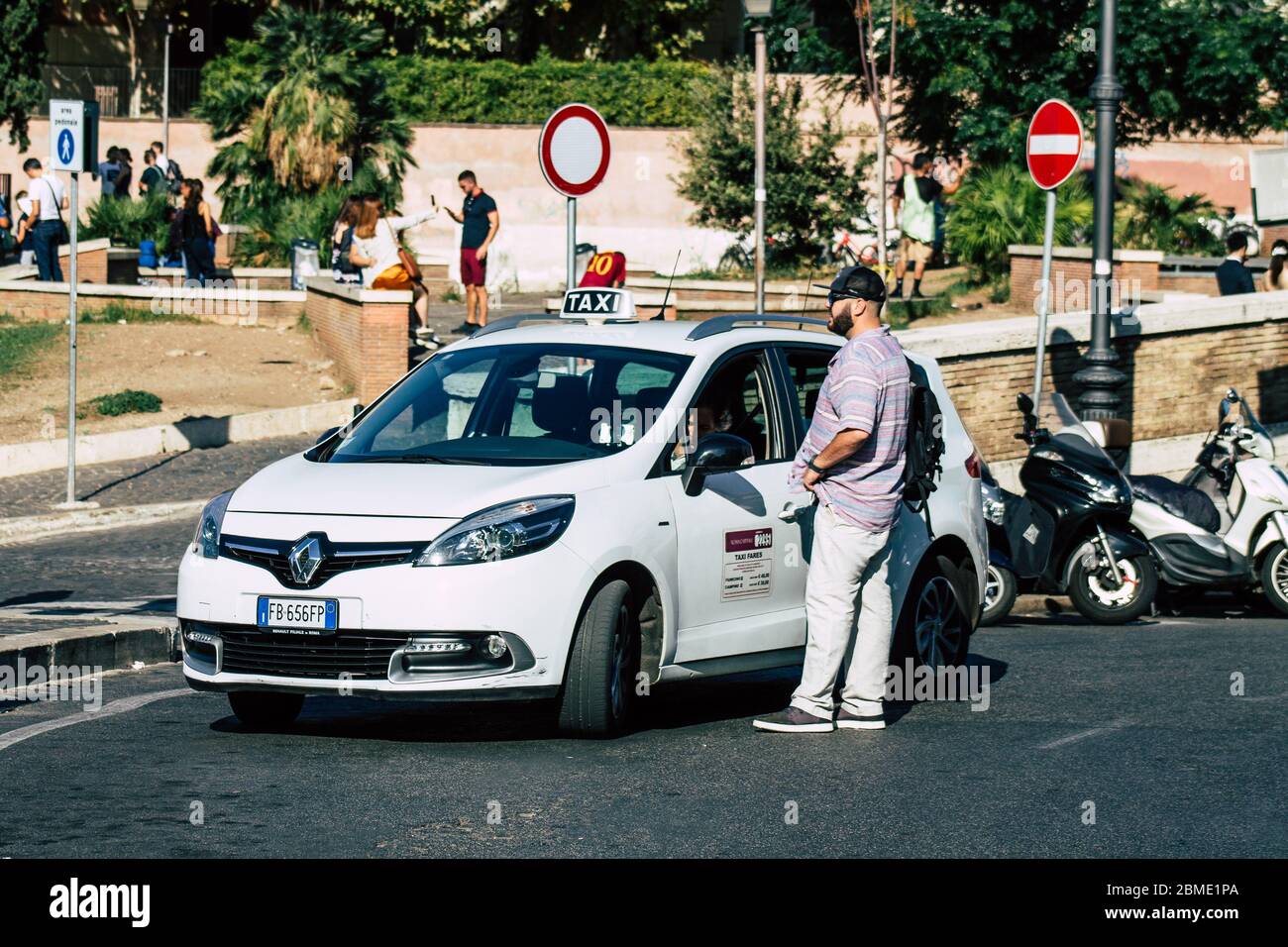 Rome Italy September 29, 2019 View of a traditional Italian taxi ...