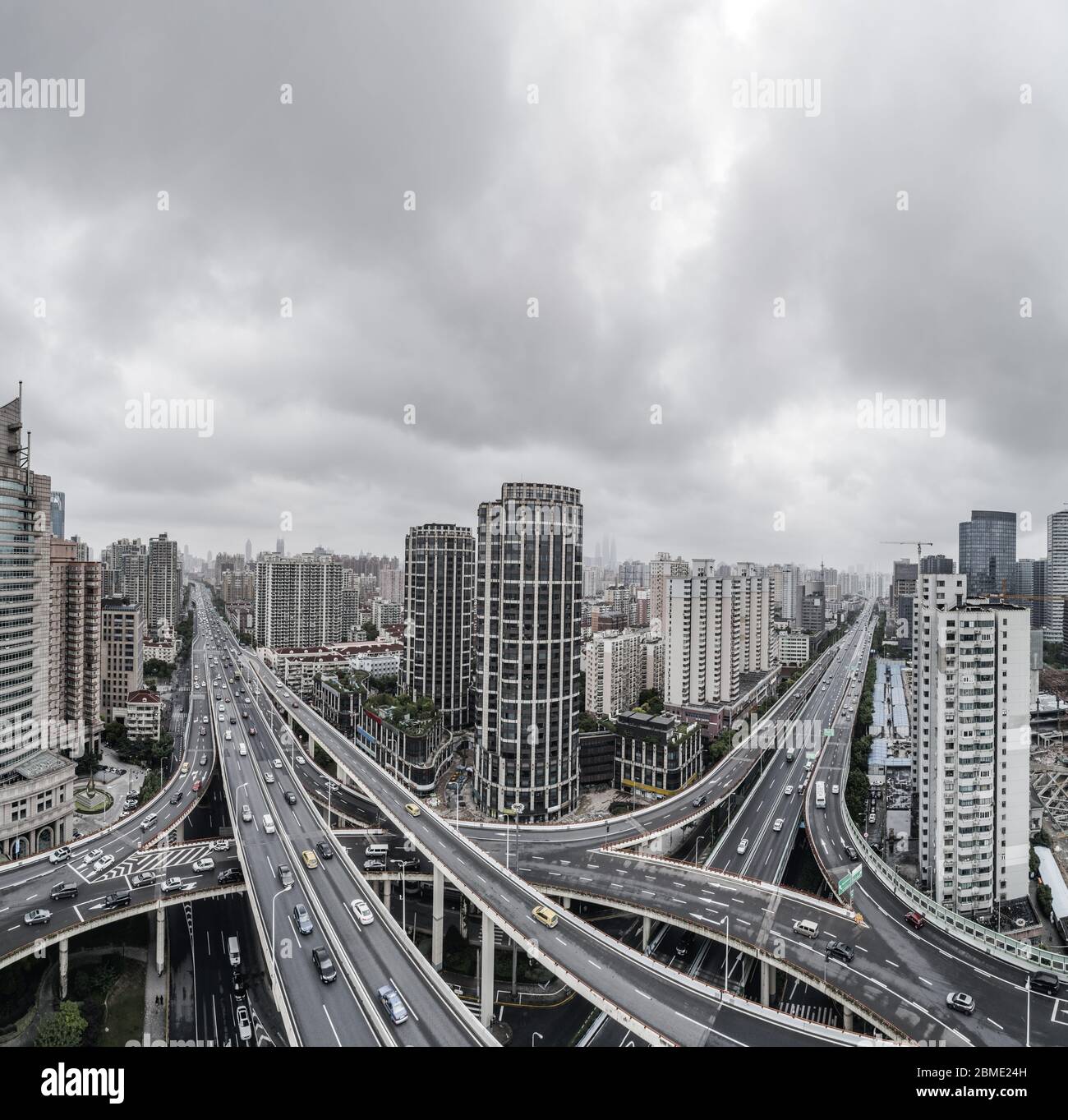Aerial view of highway and overpass in city Stock Photo - Alamy