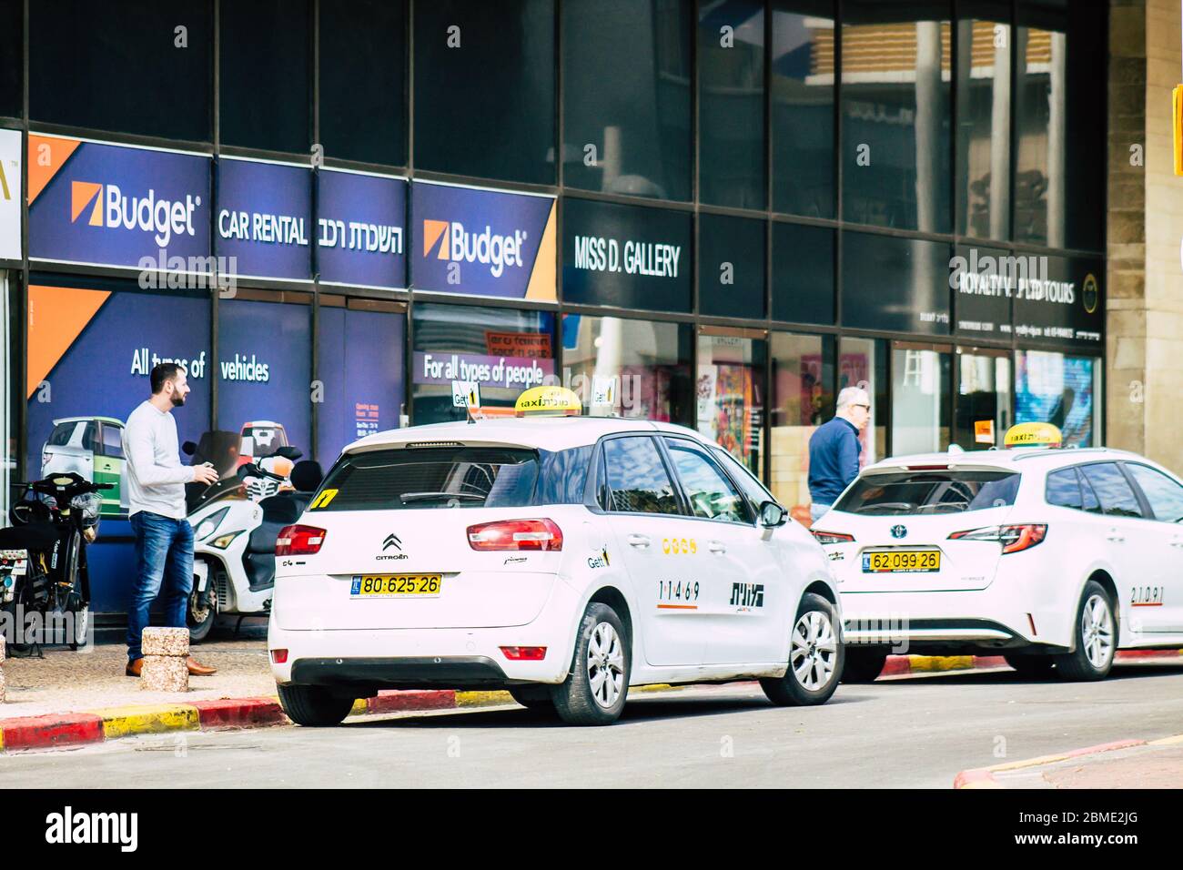 Tel Aviv Israel January 28, 2020 View of traditional Israeli taxi ...