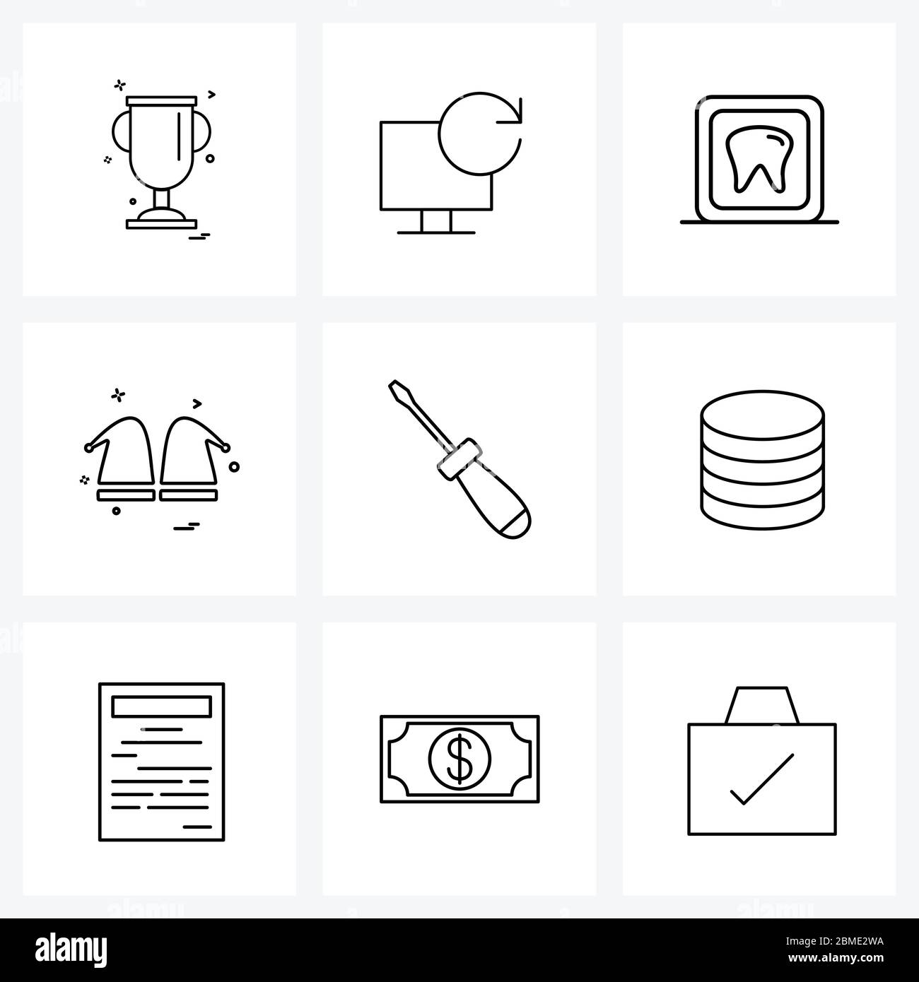 Line Icon Set of 9 Modern Symbols of tools, screw driver, medical ...