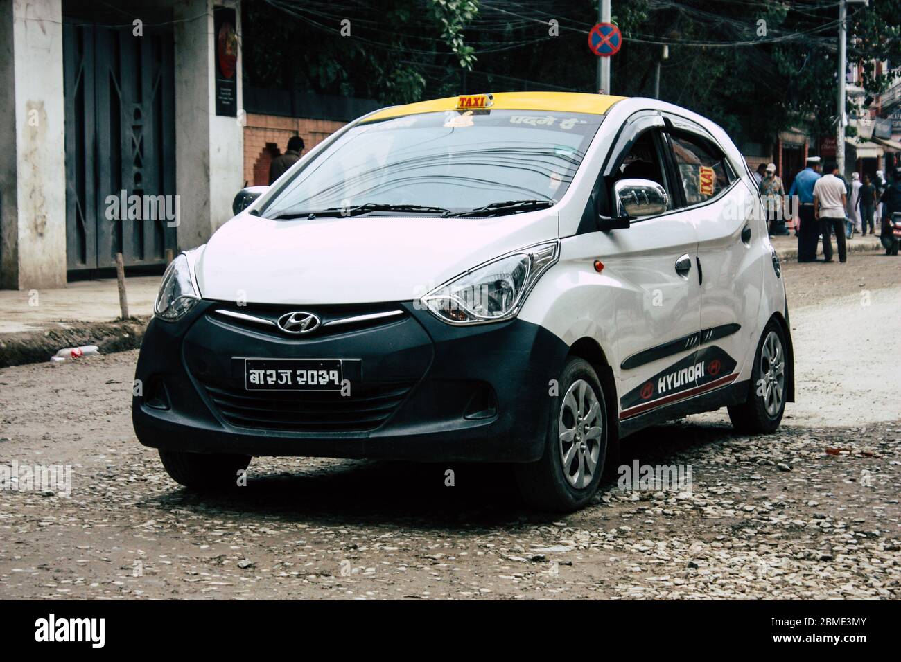 Kathmandu Nepal August 22, 2018 View of Nepali taxi at Thamel street in ...