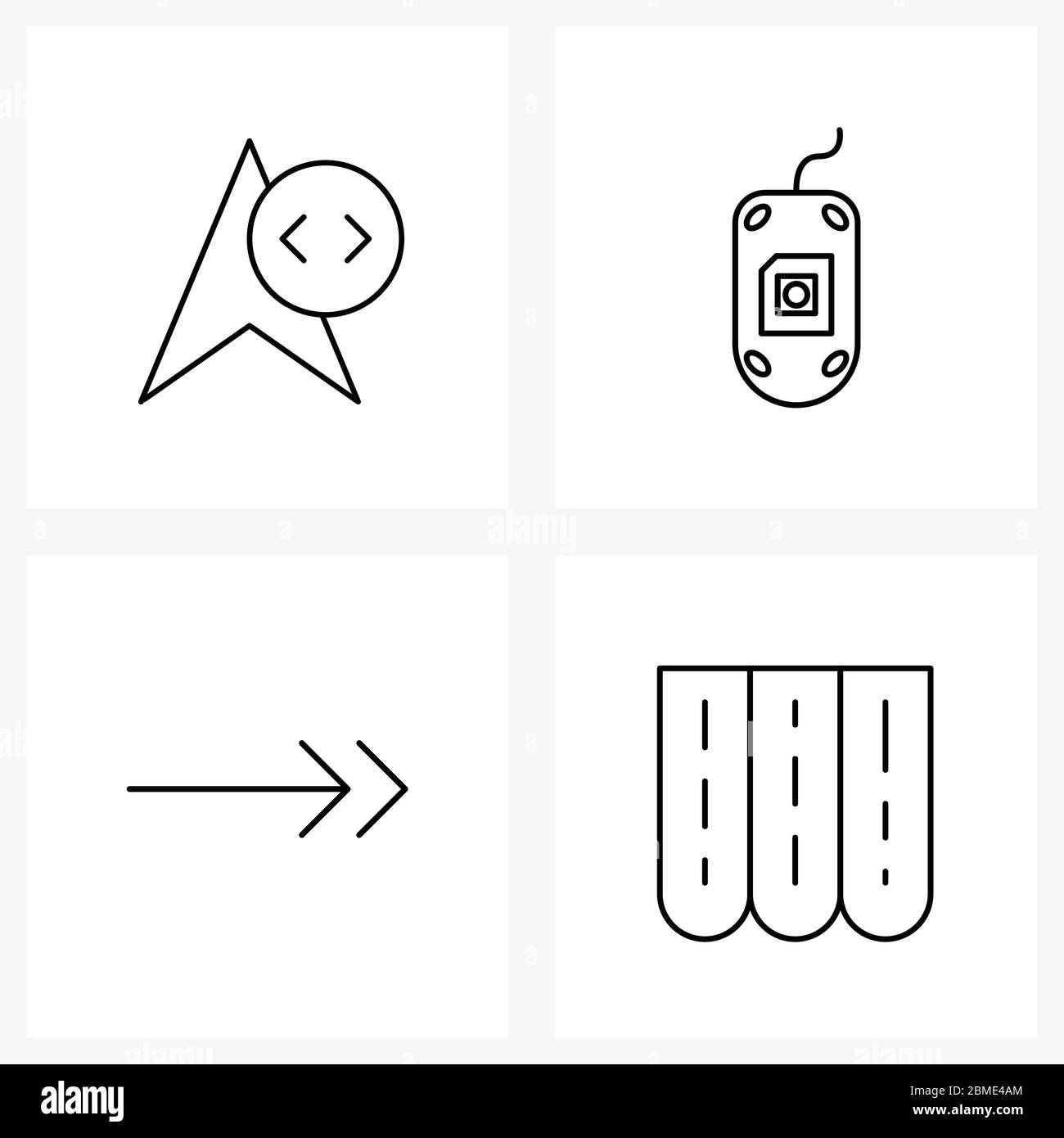 Set of 4 UI Icons and symbols for arrow, arrow, mouse, pointing device ...