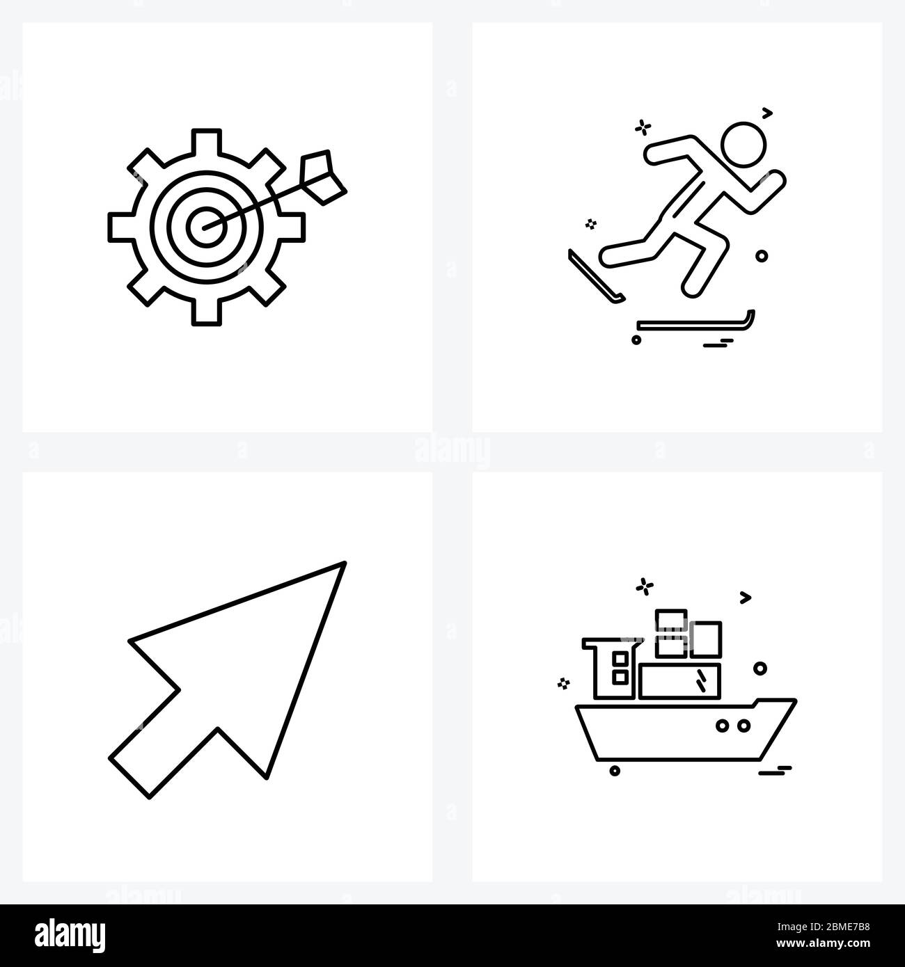 Set of 4 Modern Line Icons of setting, arrow, focus, game, line Vector ...