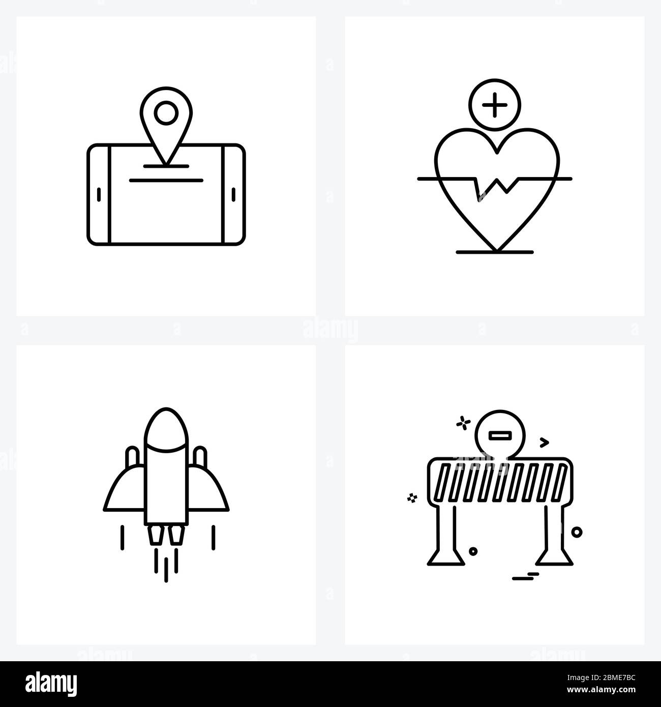 Line Icon Set of 4 Modern Symbols of relocation, travel, online, beat ...