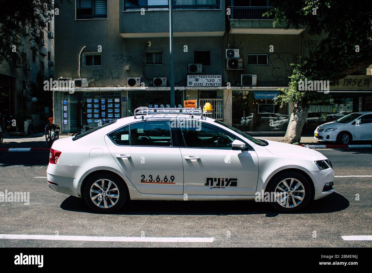 Tel Aviv Israel September 05, 2019 View of traditional Israeli taxi ...