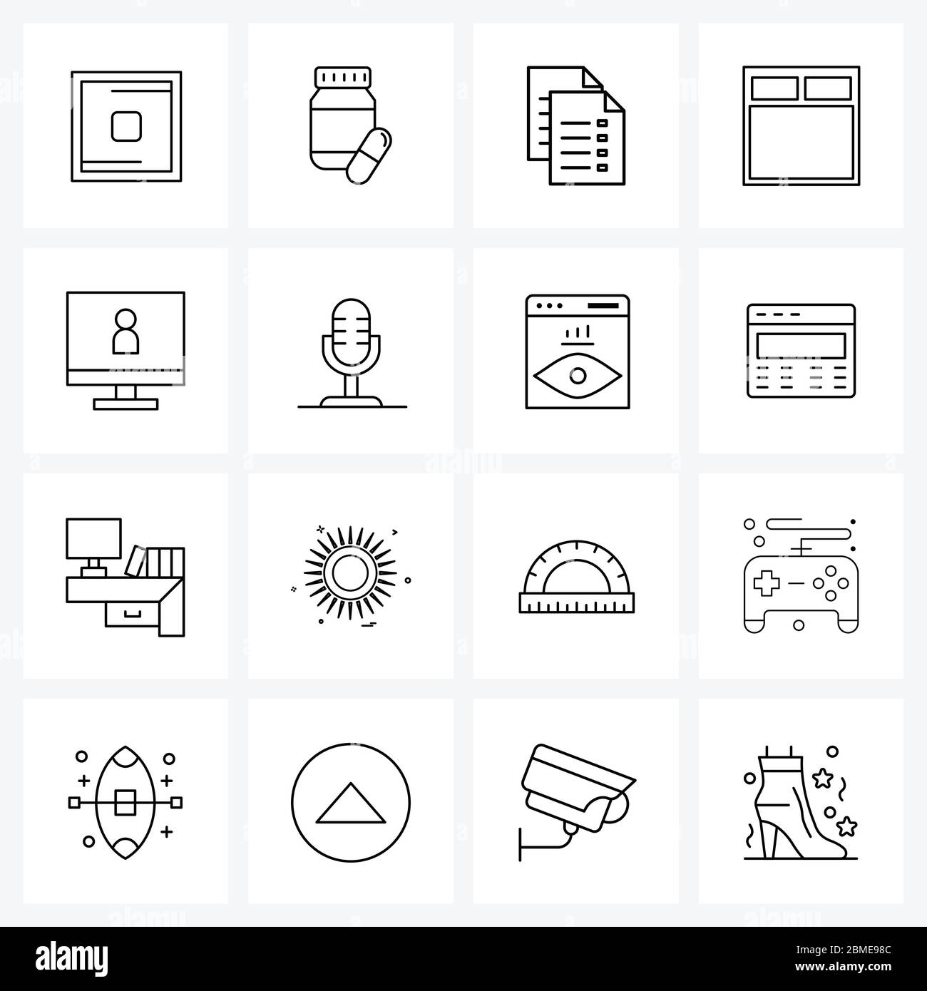 Universal Symbols of 16 Modern Line Icons of monitor, devices, shopping ...