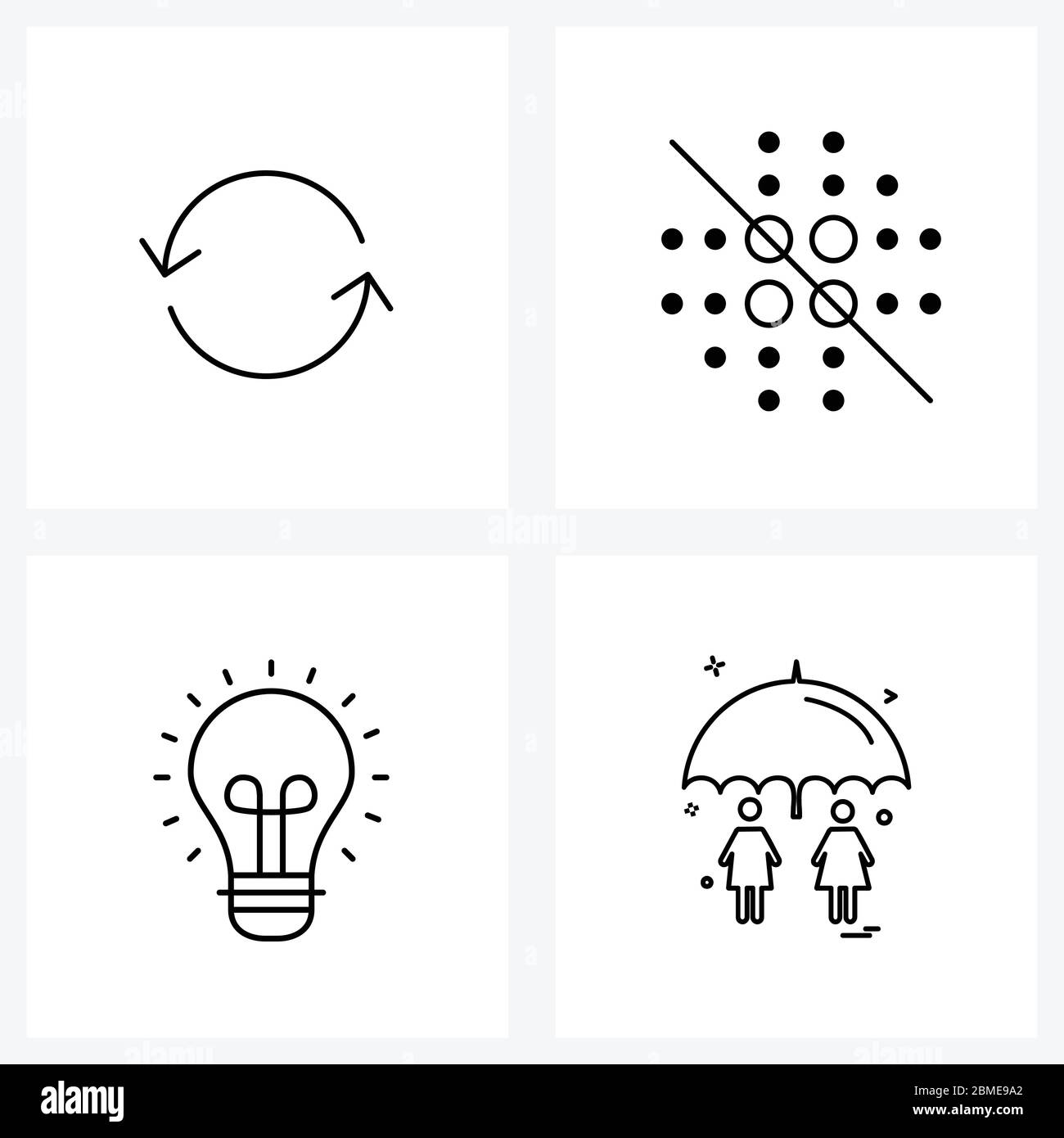 Isolated Symbols Set of 4 Simple Line Icons of load, light bulb, circle ...