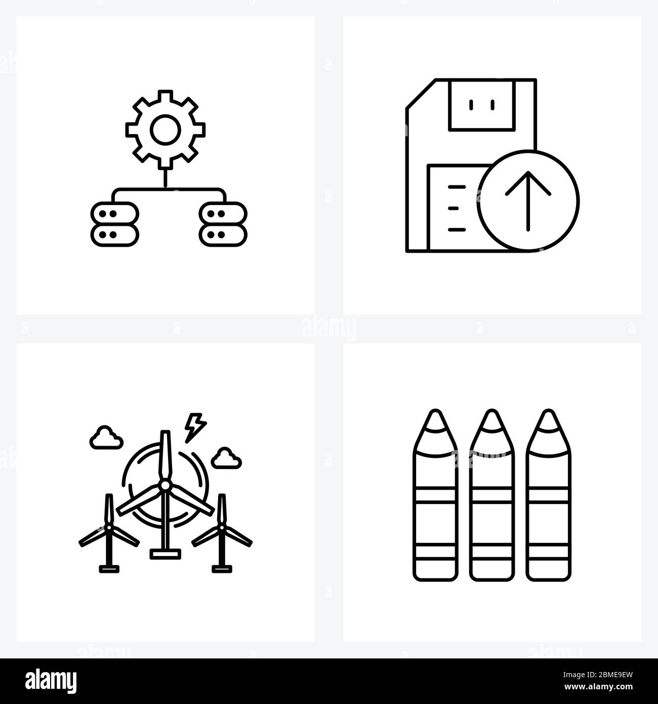 Set of 4 Line Icon Signs and Symbols of data distribution setting ...