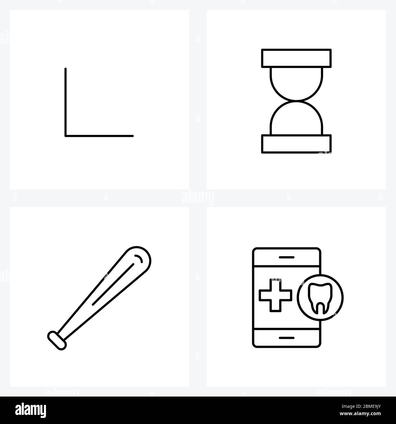 Universal Symbols of 4 Modern Line Icons of arrow, baseball, left, wait ...