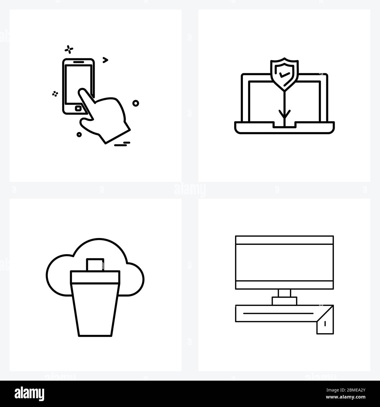 Stock Vector Icon Set of 4 Line Symbols for smart phone, network, user ...