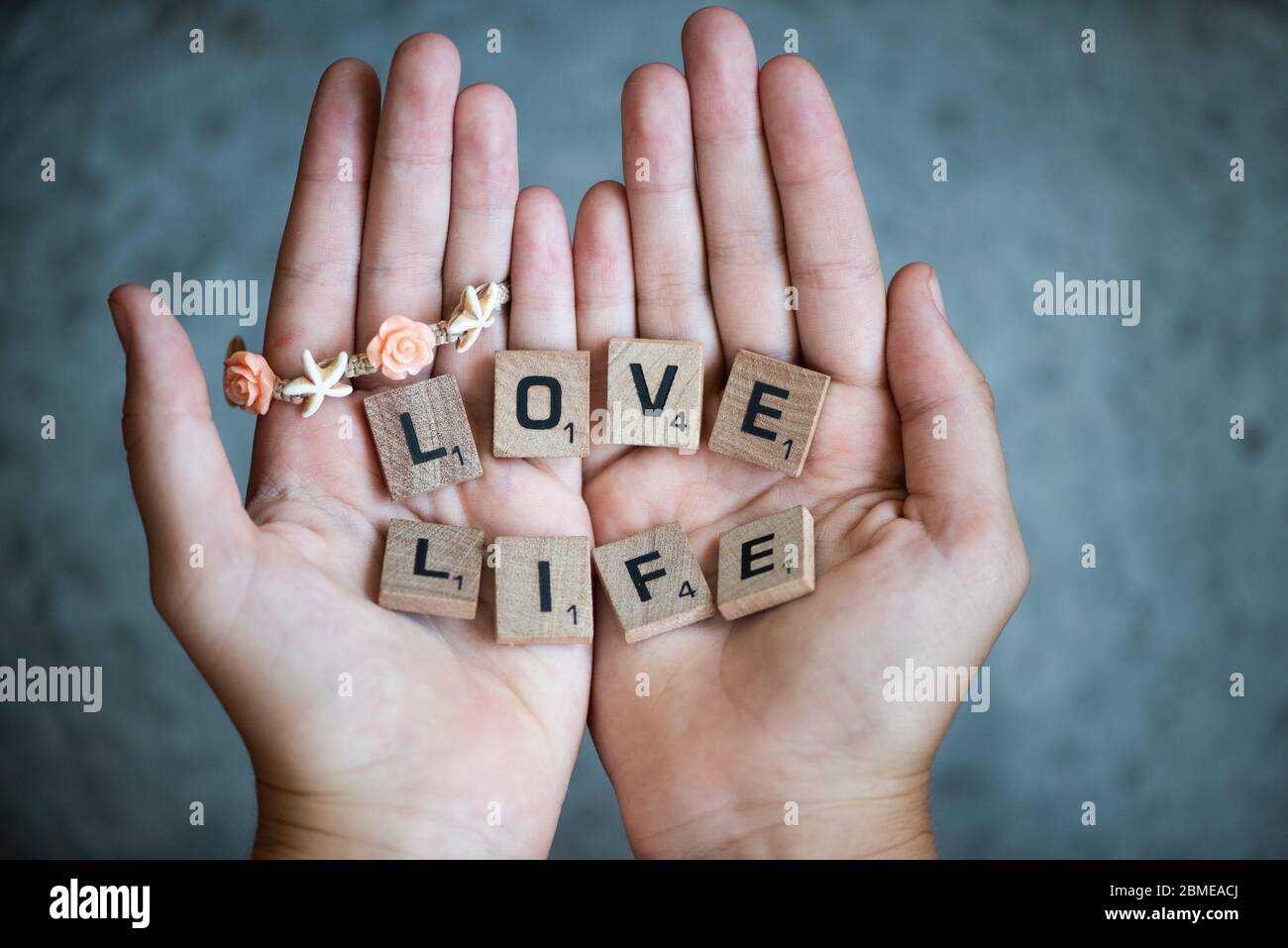 Love life in block letters Stock Photo - Alamy
