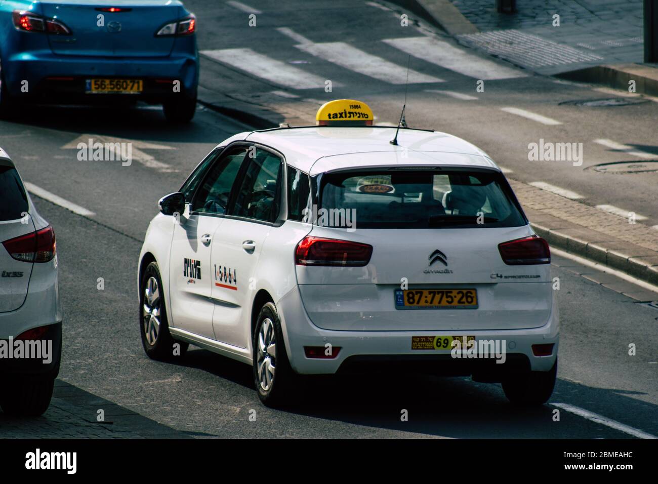 Tel Aviv Israel December 07, 2019 View of traditional Israeli taxi ...