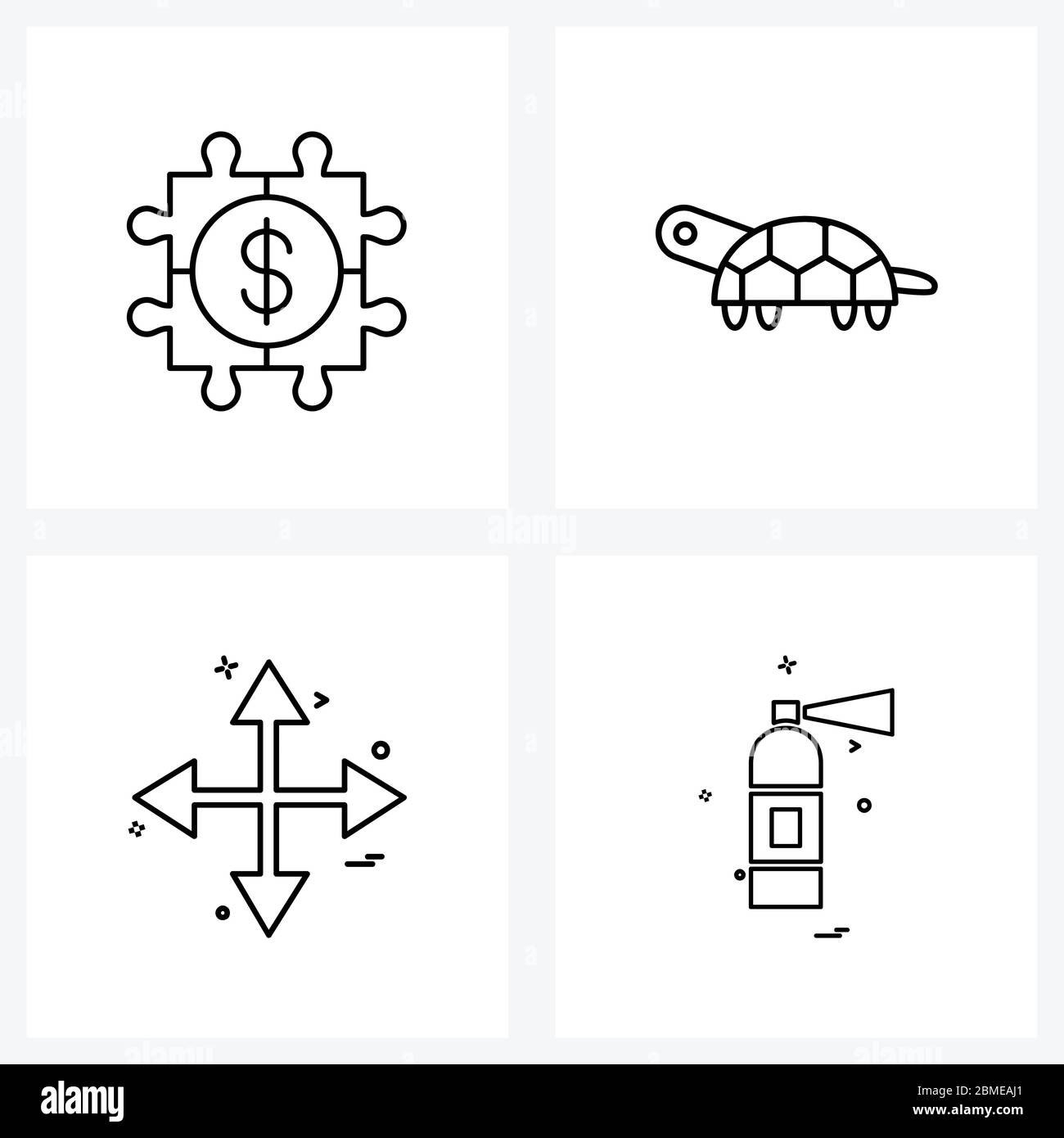 Set of 4 Line Icon Signs and Symbols of dollar, direction, money value ...