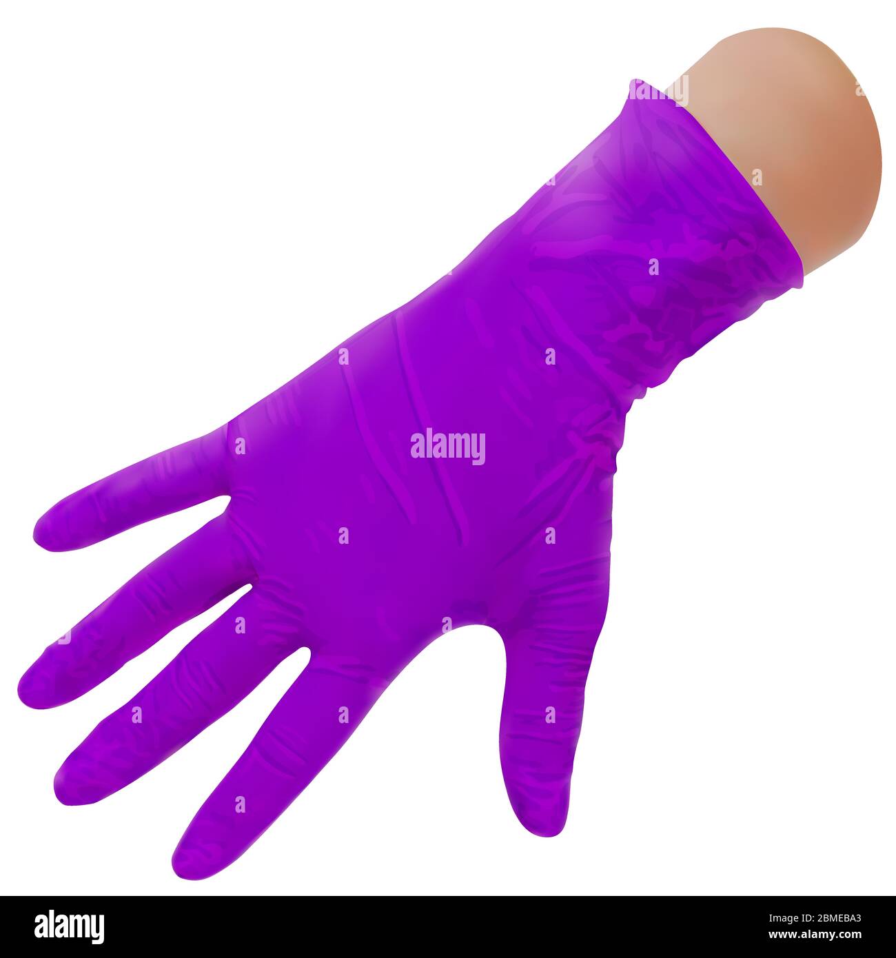 Glove viewing violet on a hand. Individual protection against bacteria ...